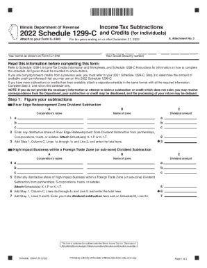 Fillable Online Tax Illinois 2022 Schedule 1299 C Income Tax