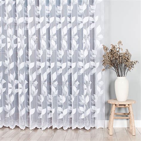Firanka gotowa na taśmie ze wzorem w liście rozmiar 400x250 cm MAG 607