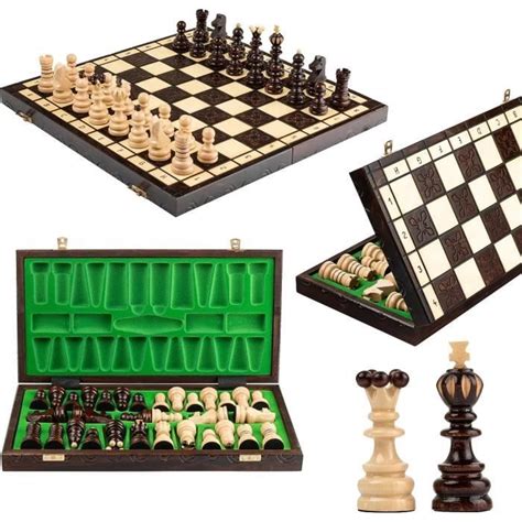Superbe Grand Jeu D Échecs En Bois Pearl Xl 42Cm 16In Échecs