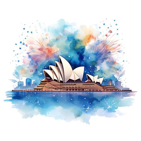Premium Photo Watercolor Of Joyful Festivity With A Sydney Opera