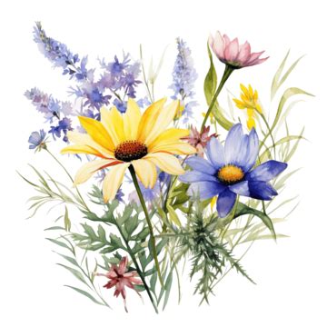 Wildflowers Watercolor Illustration Decorative Element Flower Flora