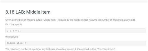 solved 8 18 lab middle item given a sorted list of