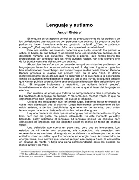 Lenguaje Y Autismo RIVIERE