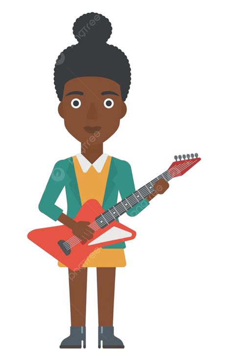 Un M Sico Afroamericano Sonriente Tocando Guitarra El Ctrica Vector