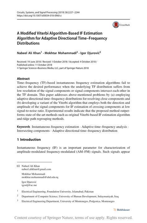 a modified viterbi algorithm based if estimation algorithm for adaptive directional time