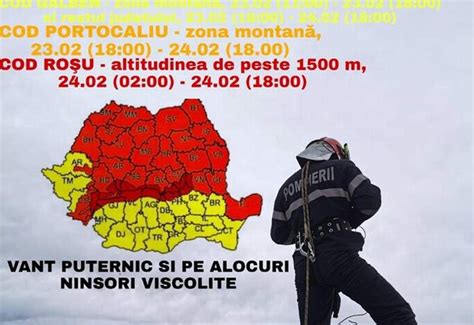 Cod roşu de vânt puternic şi viscol la munte în toată ţara Singurul