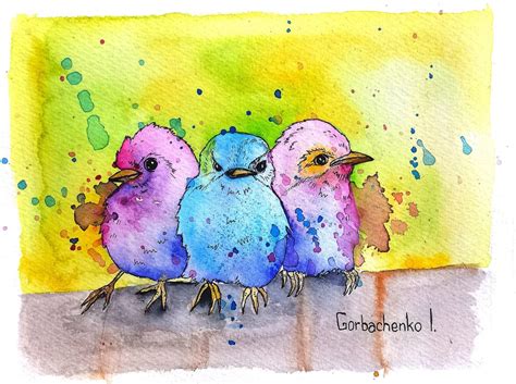Original Watercolor Painting Birds Art Decor Watercolor Bird Watercolor