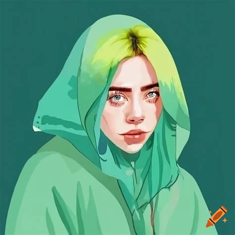 Analogous Painting Of Billie Eilish In Red And Orange Colors On Craiyon