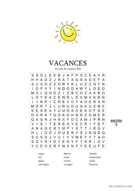 142 Vacances Français FLE fiches pedagogiques pdf doc