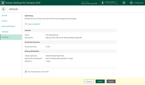 Step Finish Working With Wizard Veeam Backup For Nutanix Ahv User