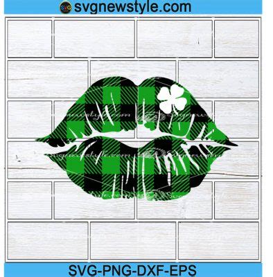 Lips With Clover Svg St Patricks Day Lips Svg Shamrock Svg Png Dxf