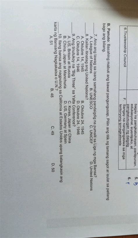 5 B 6 F B Panuto Basahing Mabuti Ang Bawat StudyX