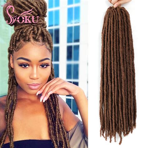 Leeven 36 Inch Soft Locs Crochet Hair Packs Light Brown Faux Locs Pre