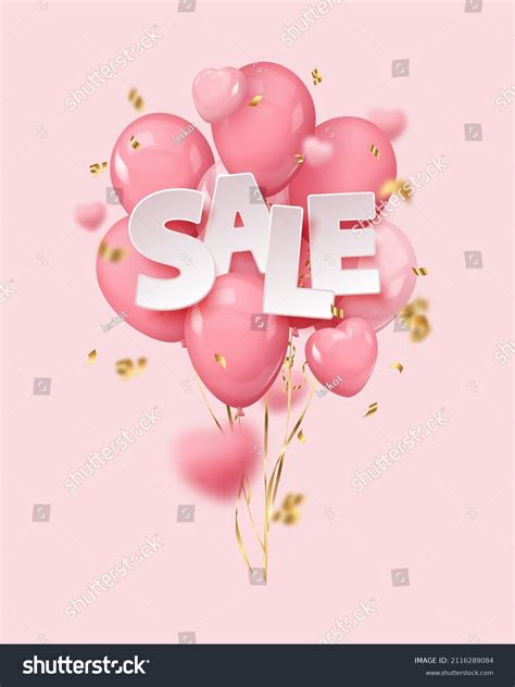 Bouquet Bunch Realistic Pink Balloons Paper Stock Vector Royalty Free