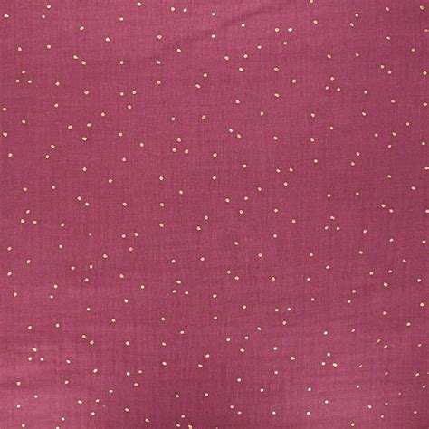 Tissu Double Gaze de Coton Pois Doré et figue MPM