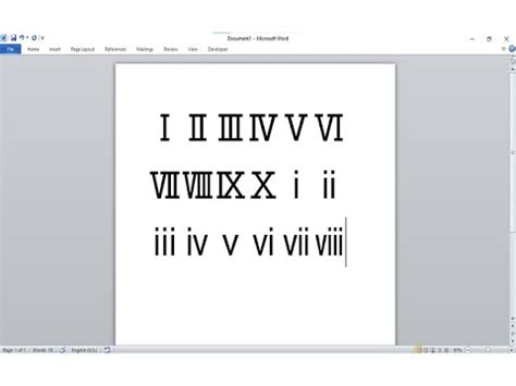 How To Insert Roman Numerals In Word Type Roman Numbers In Word Youtube