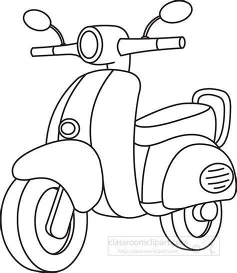 Transportation Outline Clipart Yellow Scooter Clipart 205 Outline Bw