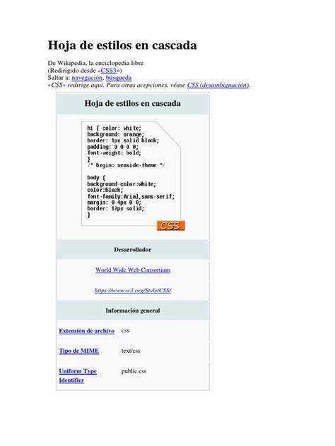 hoja de estilos en cascada pdf hojas de estilo en cascada html