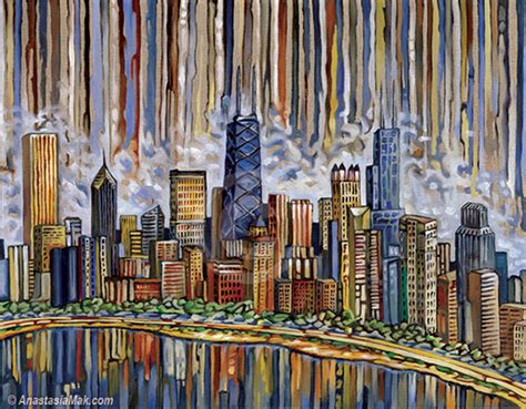 Chicago Skyline Painting By Anastasia Mak