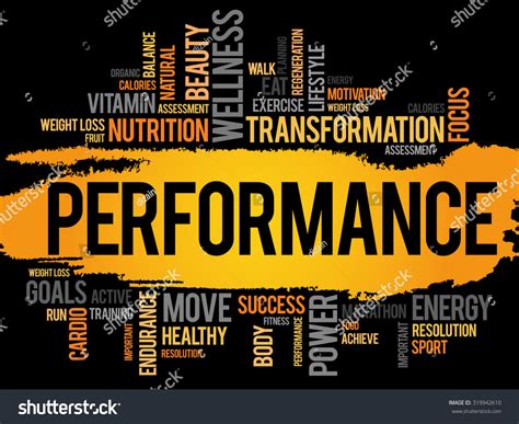 Performance Word Cloud Fitness Sport Health Stock Vector Royalty Free