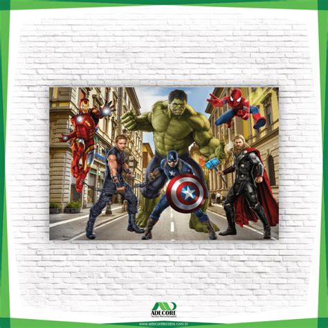 Painel Retangulo Vingadores Adecore Tecidos