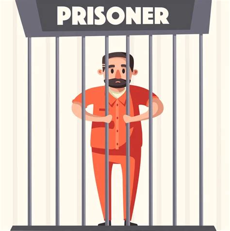 Prison With Prisoner Character Design Cartoon Vector Illustration