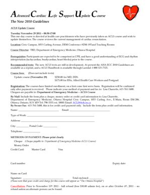 Fillable Online Med Uottawa ACLSUpdateAnnouncementNovember292011 Doc