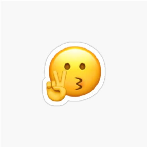 Kissy Emoji With Peace Sign Sticker For Sale By Audreyyadelee Redbubble