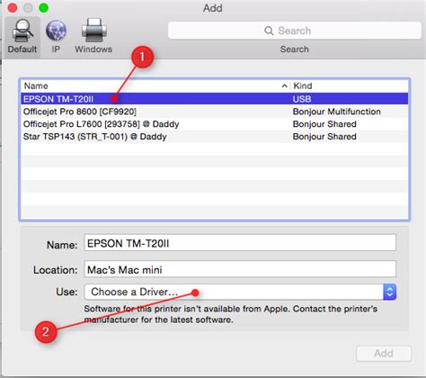 Epson TM T20 Printer Setup Mac CerTek Software