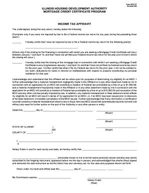 Fillable Online Ihda Form MCC 27 Revised 5 00 ILLINOIS HOUSING