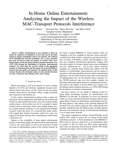 pdf in home online entertainment analyzing the impact of the wireless mac transport protocols