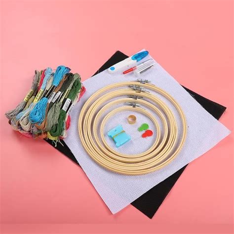 Kit de démarrage de broderie en bambou Cerceaux à tricoter avec 5