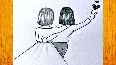 Dibujo a lápiz de mejores amigas Cómo dibujar mejores amigas simple y