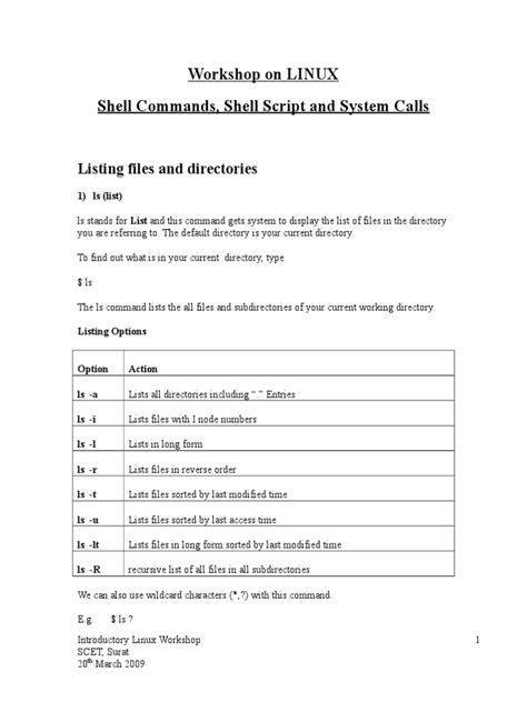 workshop on linux shell commands shell script and system calls pdf command line interface