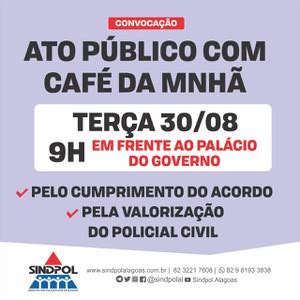 Sindpol fará ato café da manhã em frente ao Palácio do Governo