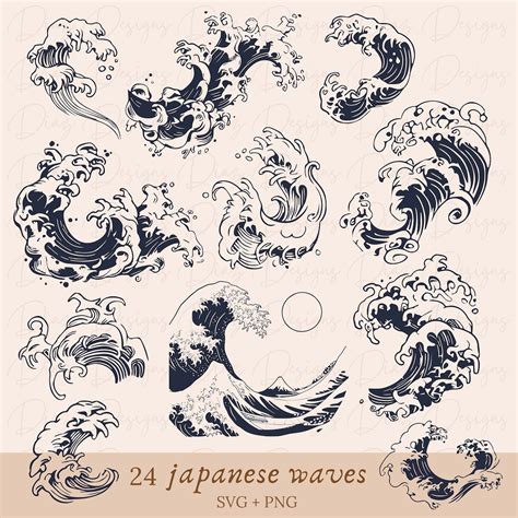 Japanese Waves Svg The Great Wave Svg Wave Svg Bundle Ocean Wave Svg