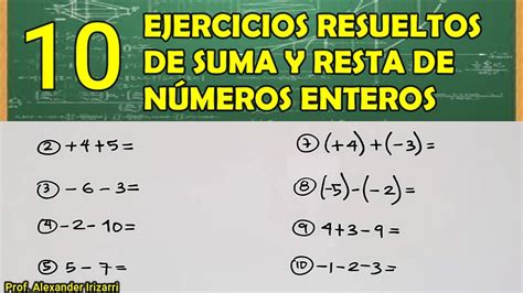 Suma Y Resta De N Meros Enteros Ejercicios Resueltos Educaci N Activa