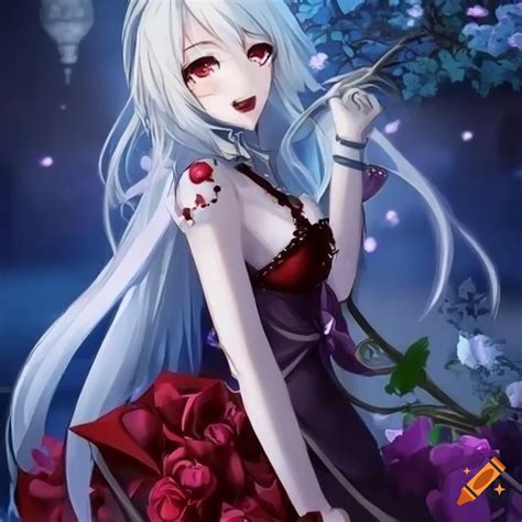 Anime Vampire Girl In A Palace With Roses On Craiyon