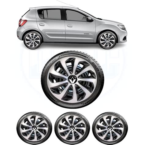 Calota Esportiva Aro 15 Prata Preto Renault Sandero Logan Shopee Brasil