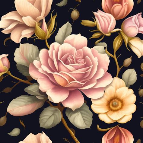 Un Fondo Negro Con Una Flor Rosa Y Hojas Foto Premium
