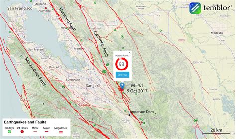 San Jose Earthquake Anderson Dam Map Temblor Net