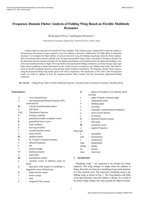 pdf frequency domain flutter analysis of folding wing based on flexible multibody dynamics