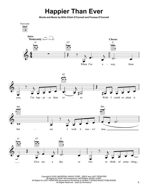 Happier Than Ever By Billie Eilish Sheet Music For Ukulele At Sheet