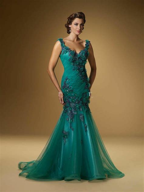 Sexy V Neck Applique Mermaid Emerald Women Evening Dress Prom Party