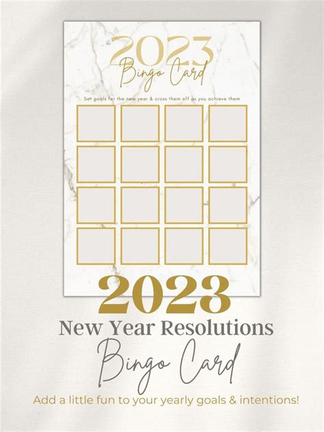 Bingo Card New Year S Resolutions Planner Goals Etsy Bingo