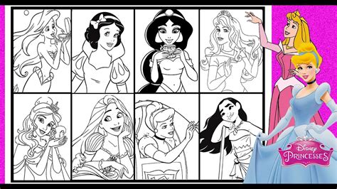 DISNEY PRINCESS Faces Coloring Page 8 Princesses ARIEL JASMINE BELLE
