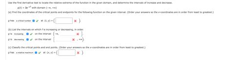 solved use the first derivative test to locate the relative