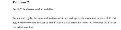 solved let x y be discrete random variables let μx and σx2