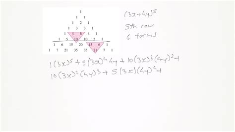 solved expand the binomial by using pascal s triangle to determine the coefficients 3 x 4 y 5