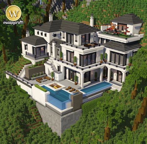 Minecraft Modern Mansion Villa Minecraft Minecraft City Buildings